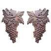 PAIR of Vintage Style Wood Carved Grape Appliques, Available in 9-1/2 ...
