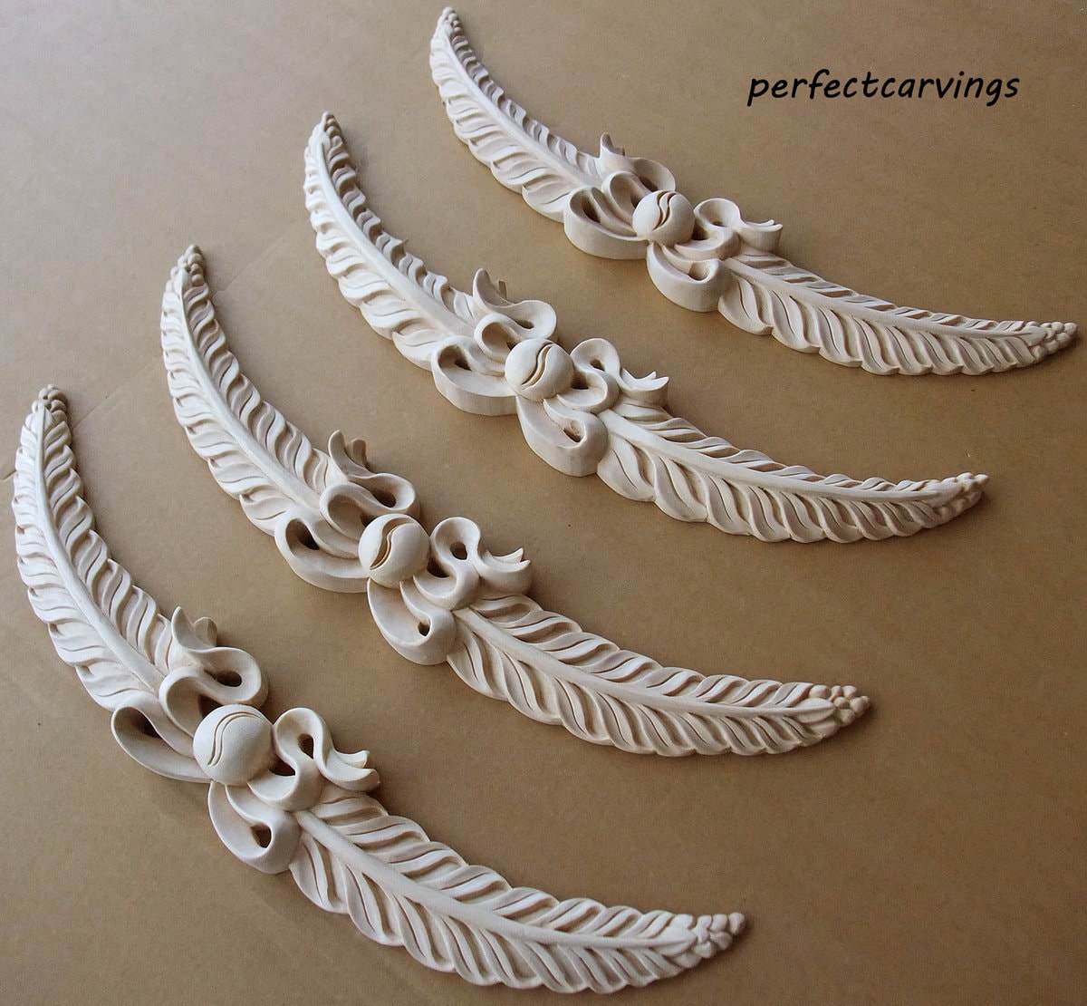 Ribbon Wheat Wreath Carved 12" /16" /20"W Wood Swag Onlay, Single ...